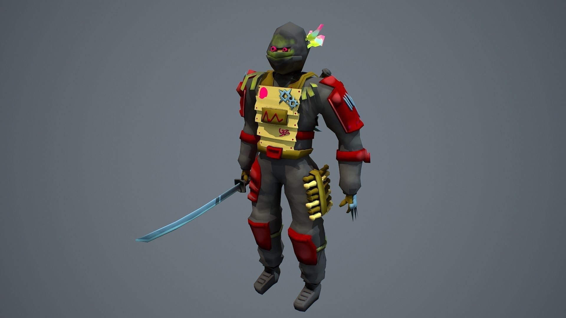 3D model Low poly stylized fantasy ninja character model VR / AR / low ...