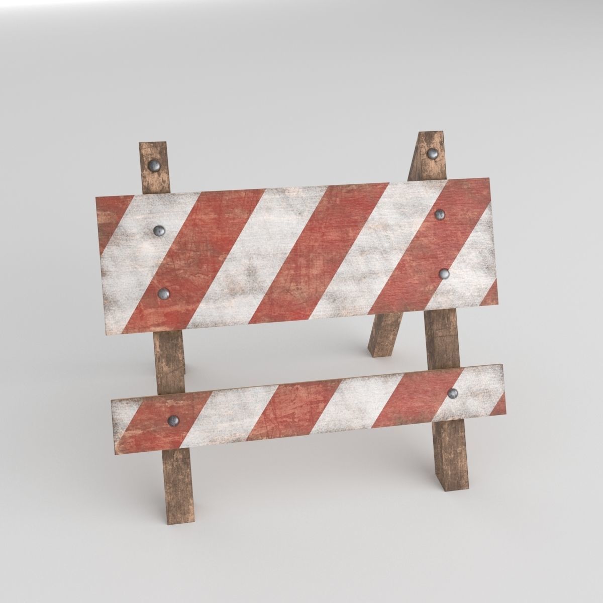 Wooden road traffic barrier free 3D model | CGTrader
