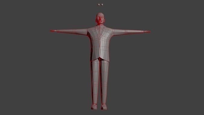 3D model the office man 3d model of blender for game with grid VR / AR ...