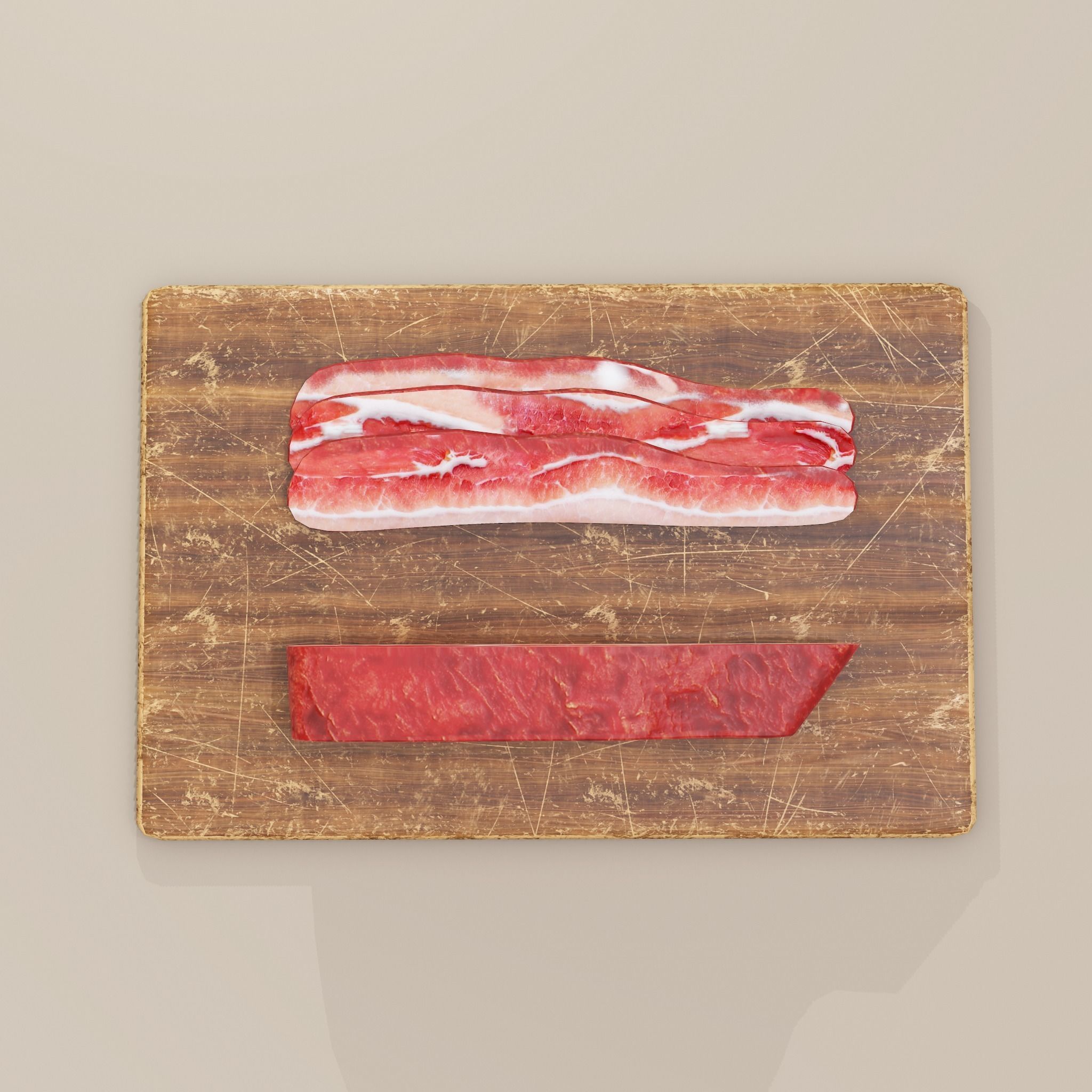 3D model Bacon on Cutting Board VR / AR / low-poly | CGTrader