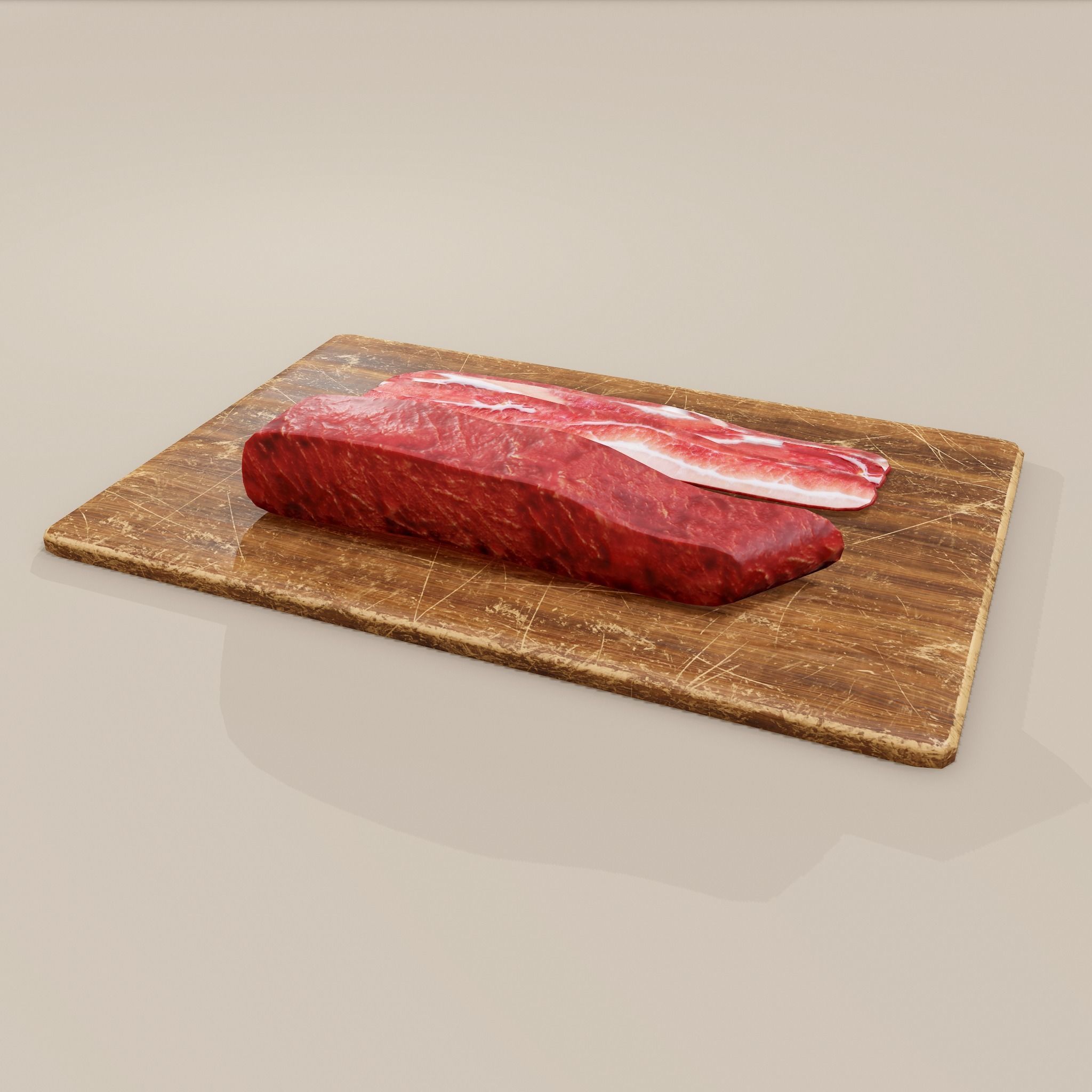 3D model Bacon on Cutting Board VR / AR / low-poly | CGTrader
