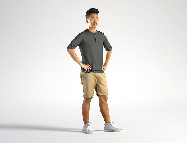 Man Asian Casual Walking Low poly Jake 004 3D model | CGTrader