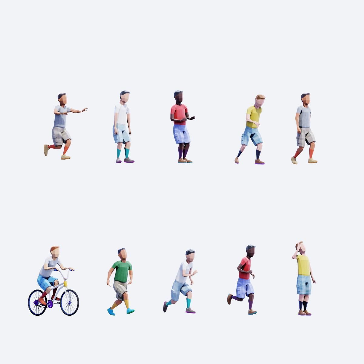 3D model Low Poly Spring People - Posed with Props VR / AR / low-poly ...