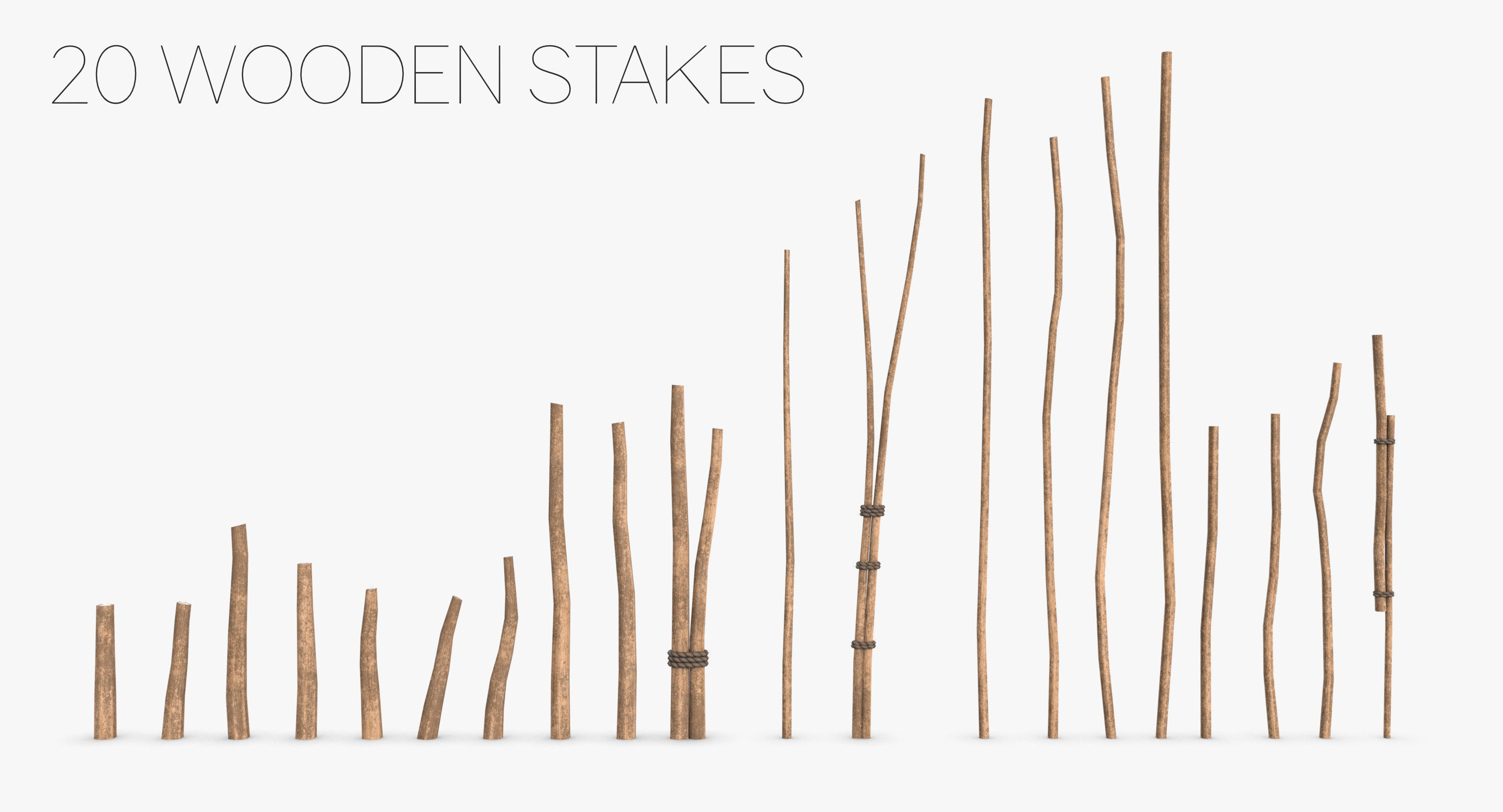 3D model Modular Wooden Stakes and Planks Asset VR / AR / low-poly ...