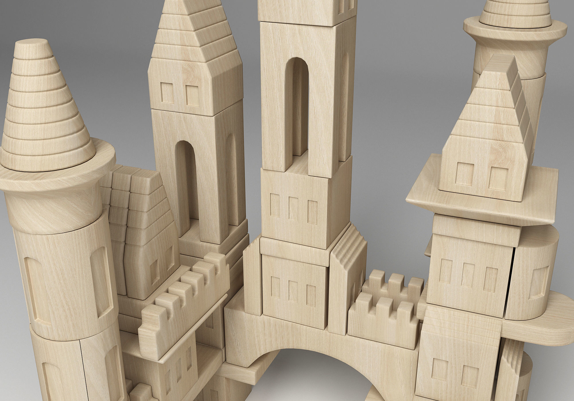 FAO Schwarz Wooden Castle Building Blocks Set Toy 3D model | CGTrader