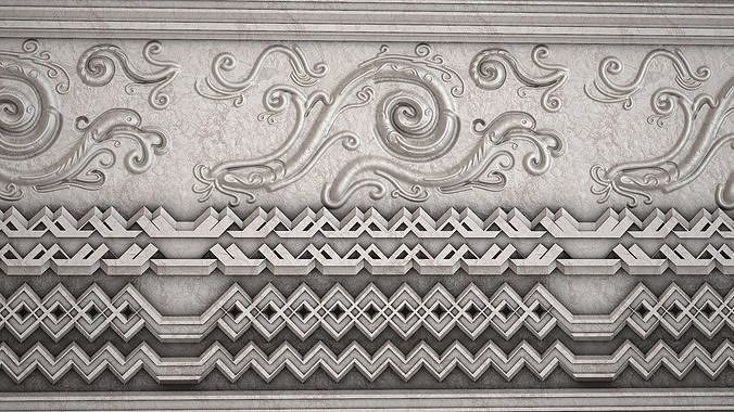 Texture Tileable ancient fantasy wall textures with sculpted relief VR ...