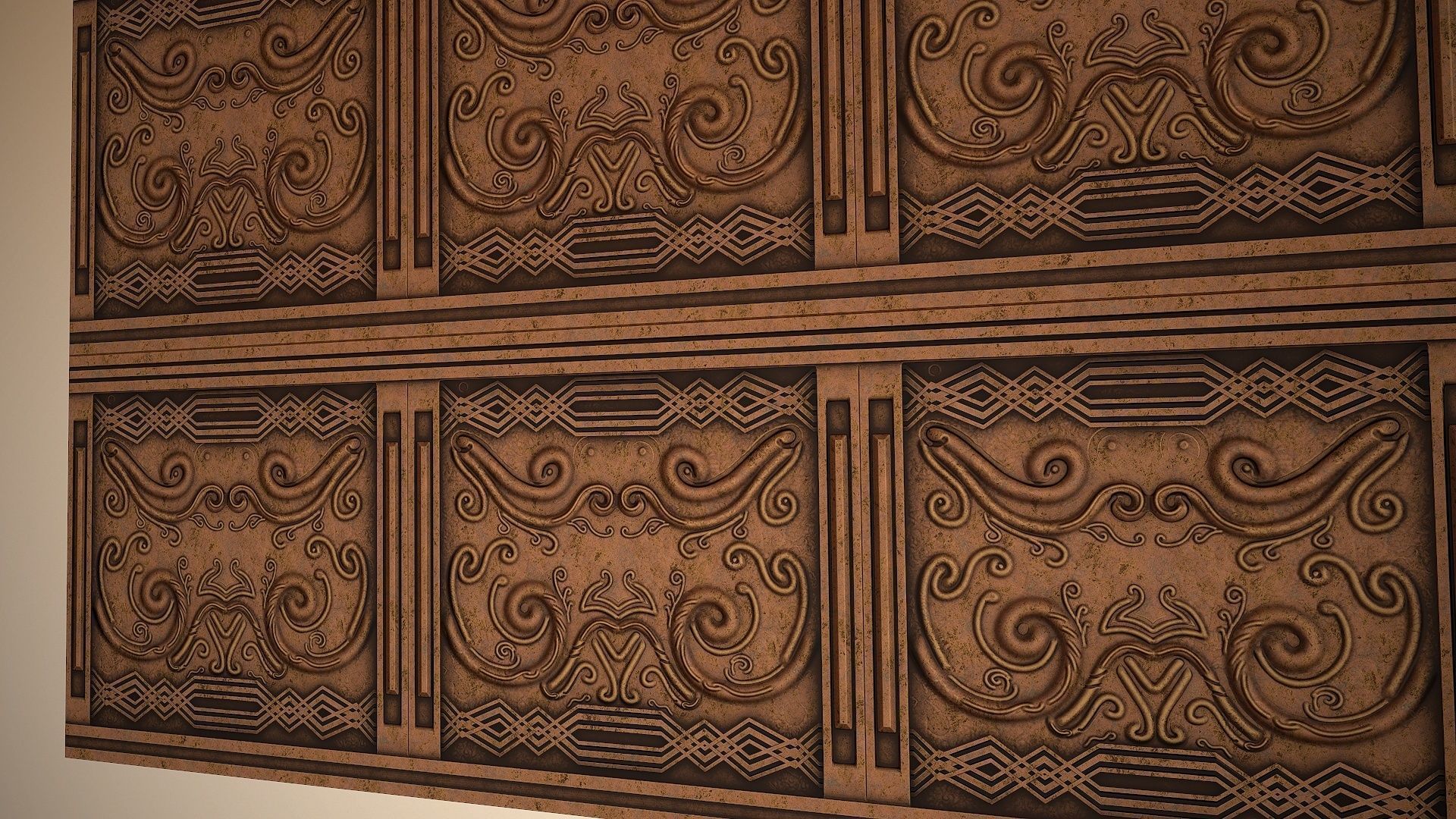 Texture Tileable ancient fantasy wall panel textures with relief VR ...