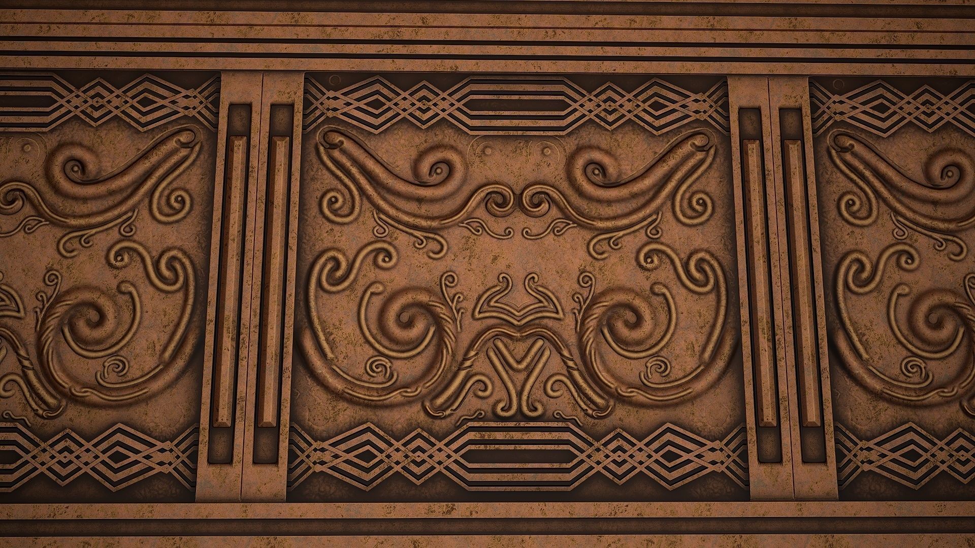 Texture Tileable ancient fantasy wall panel textures with relief VR ...