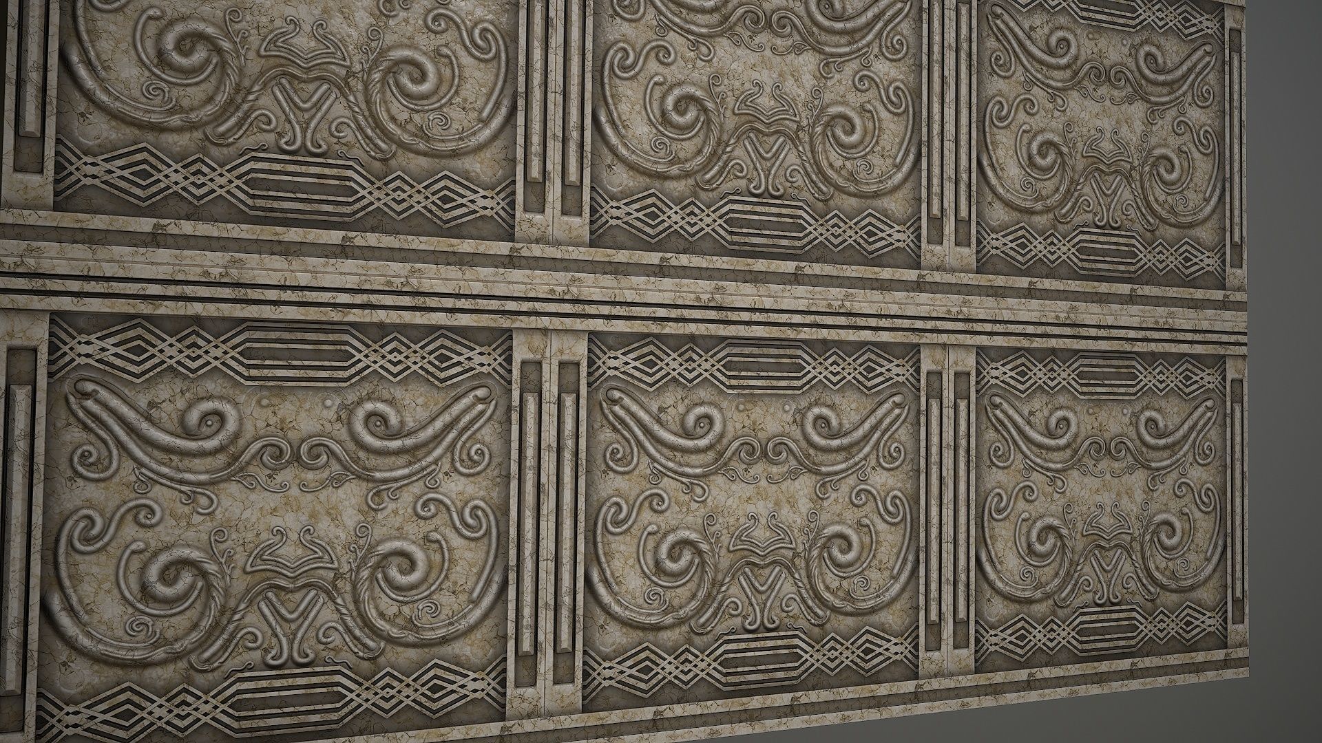 Texture Tileable ancient fantasy wall panel textures with relief VR ...