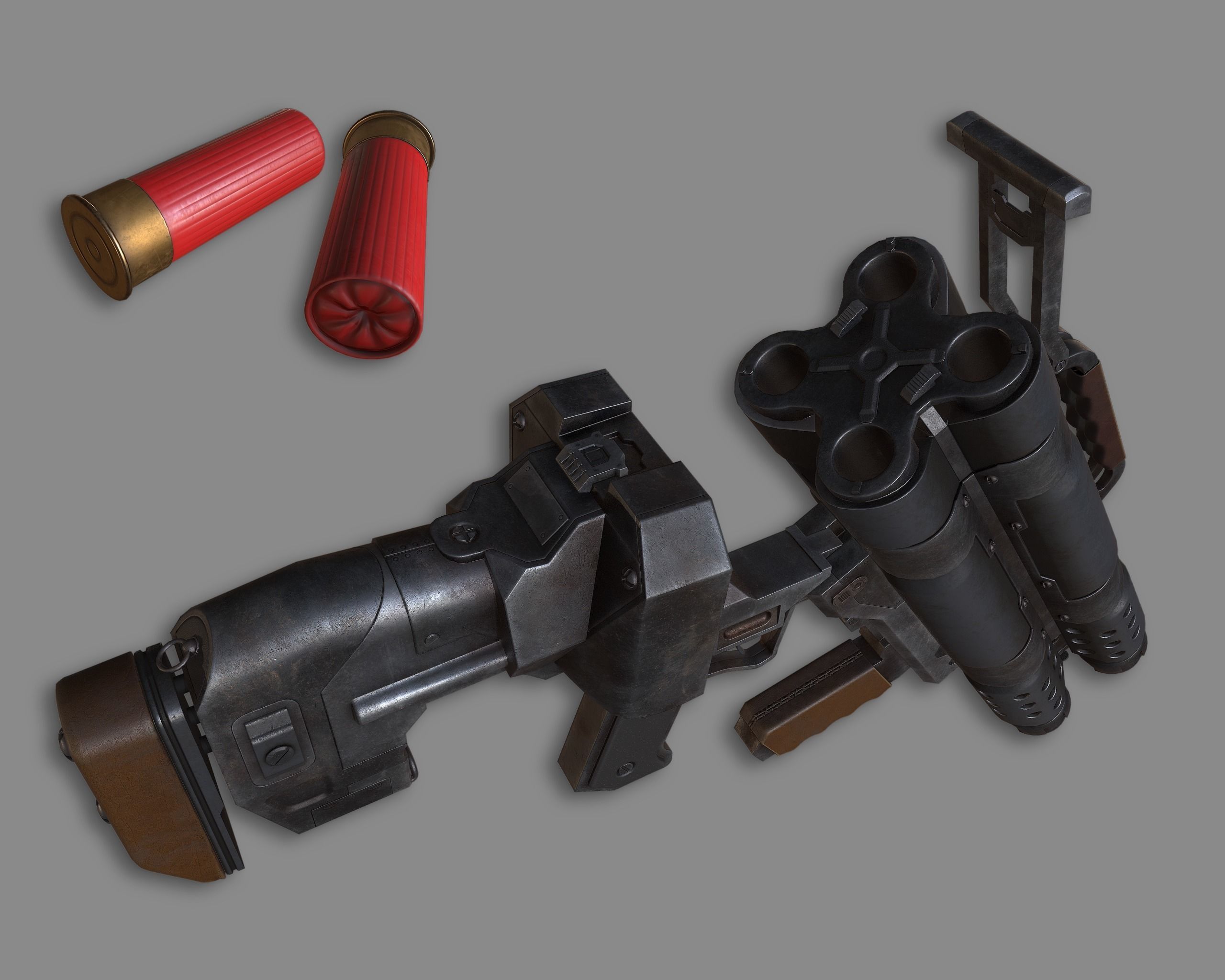 Lowpoly PBR Quad Barrel Shotgun free VR / AR / low-poly 3D model | CGTrader