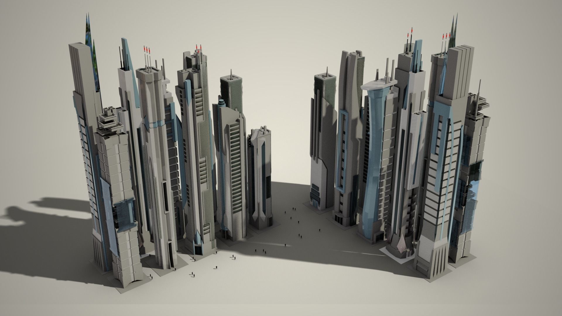 Futuristic Isometric City Collection 01 VR / AR / low-poly | CGTrader