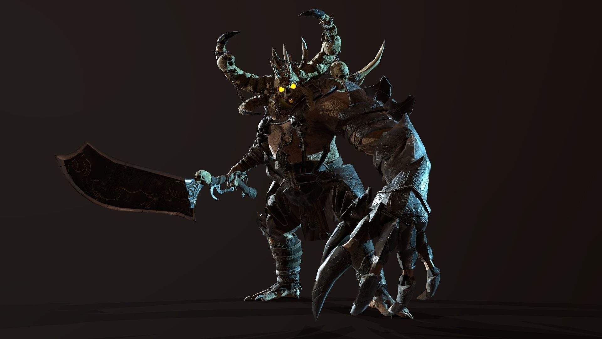 3D model Butcher demon with horns VR / AR / low-poly rigged animated ...