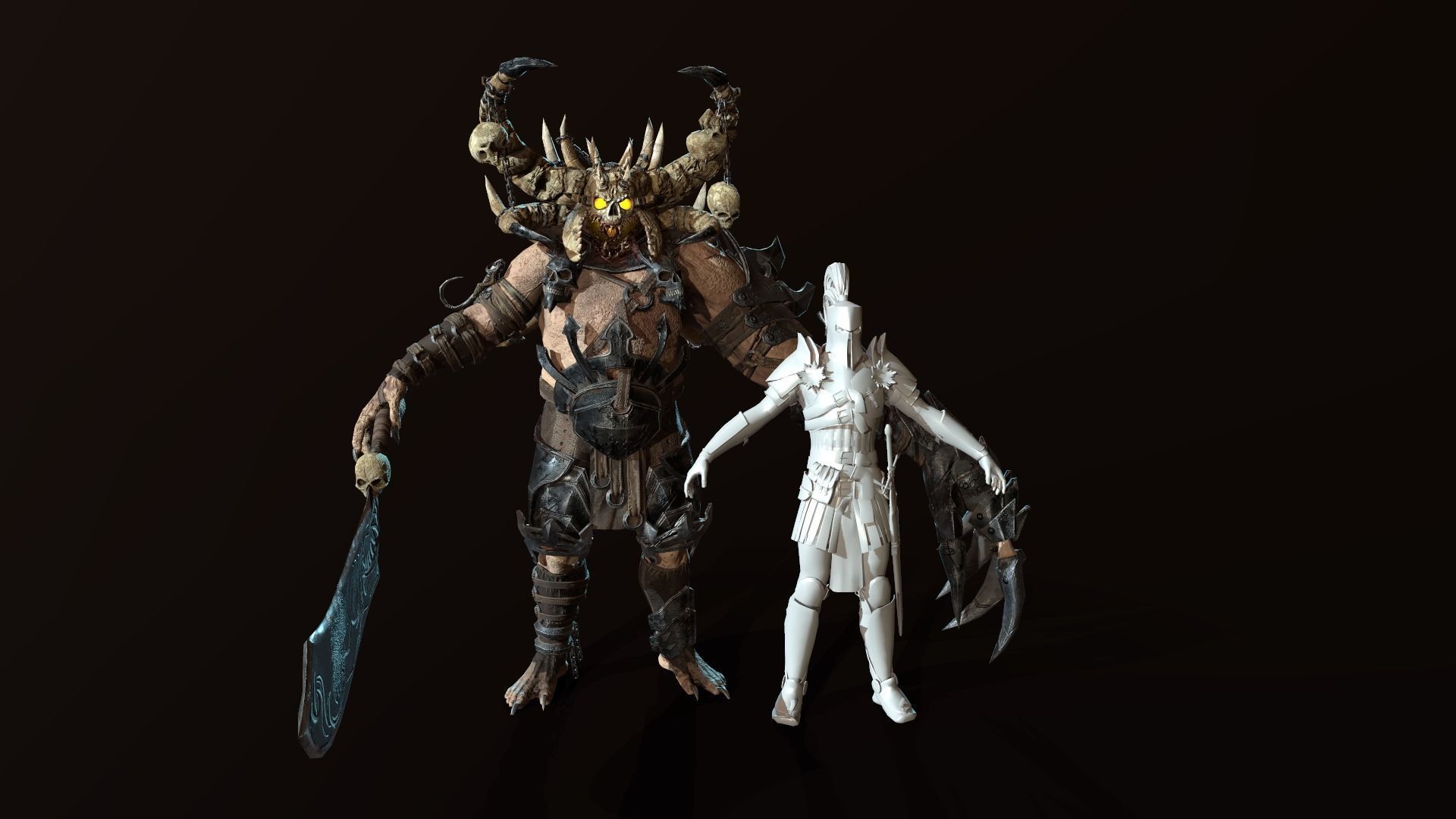 3D model Butcher demon with horns VR / AR / low-poly rigged animated ...