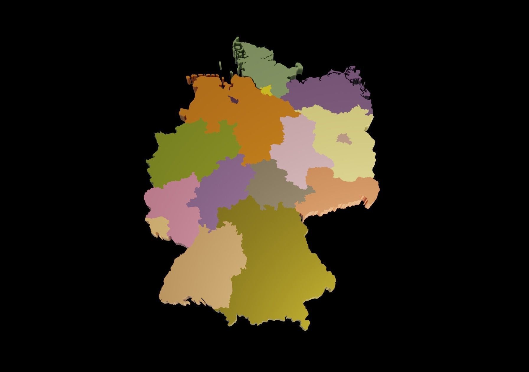 3D model Germany 3D Map with states VR / AR / low-poly | CGTrader