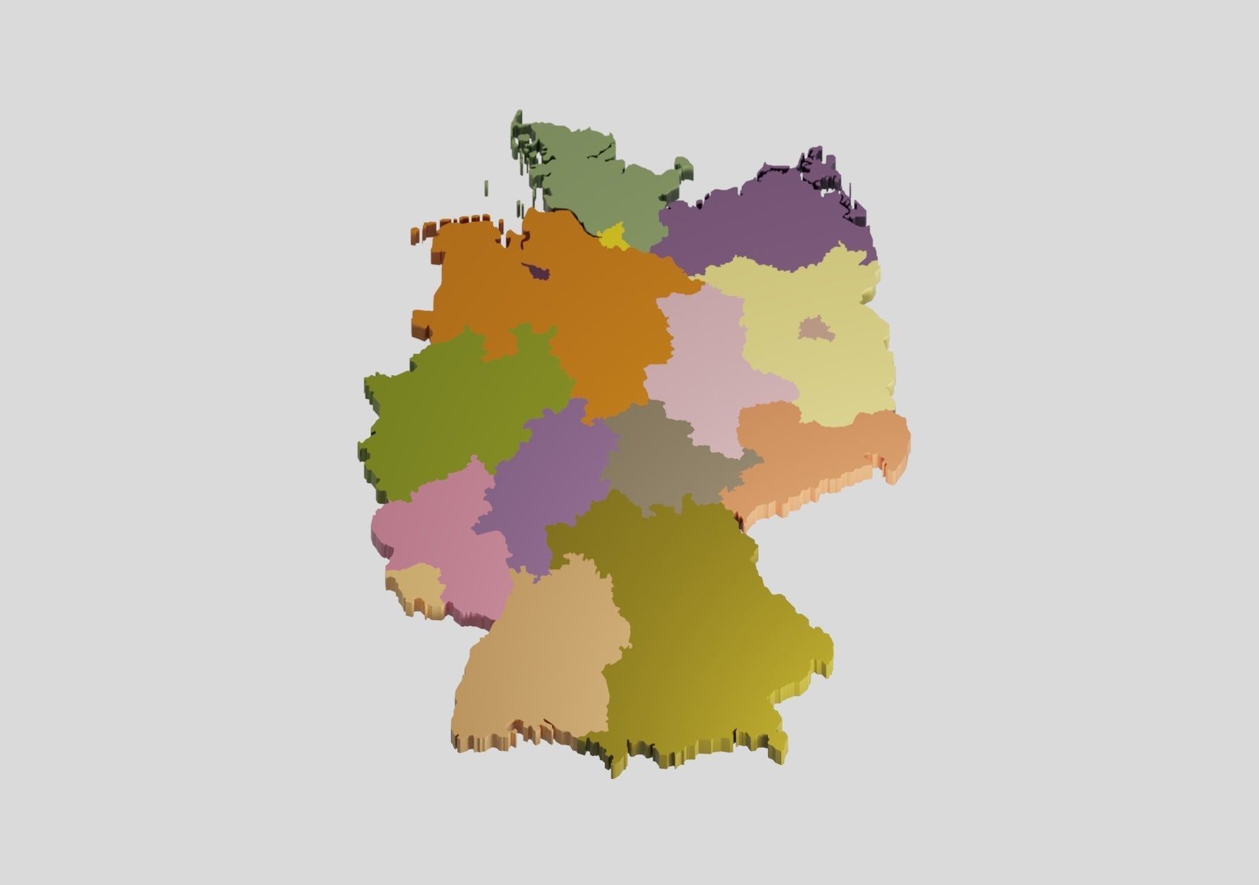 3D model Germany 3D Map with states VR / AR / low-poly | CGTrader