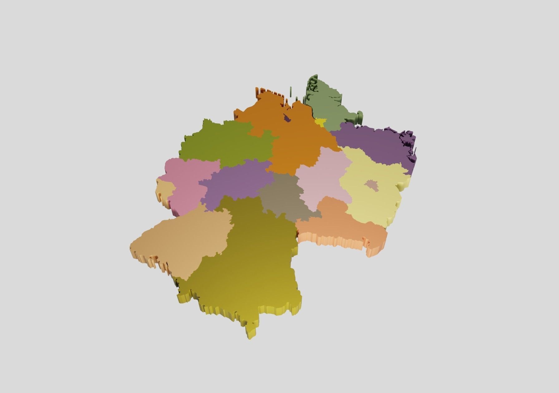 3D model Germany 3D Map with states VR / AR / low-poly | CGTrader