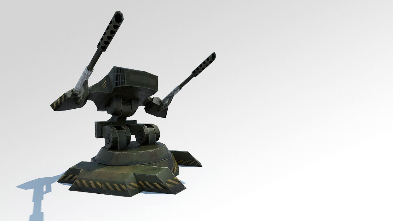 3D model Turret military lowpoly VR / AR / low-poly rigged animated ...