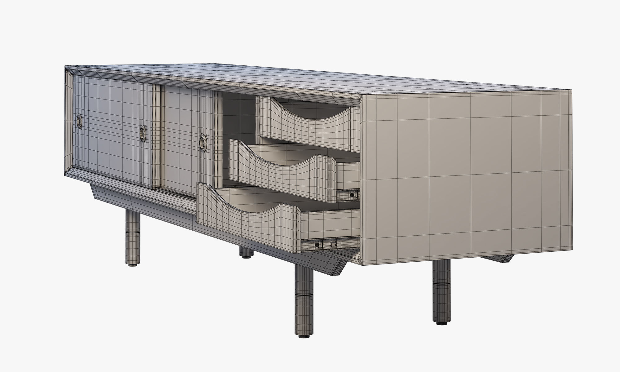 1955 TV Cabinet 3 options 3D model | CGTrader