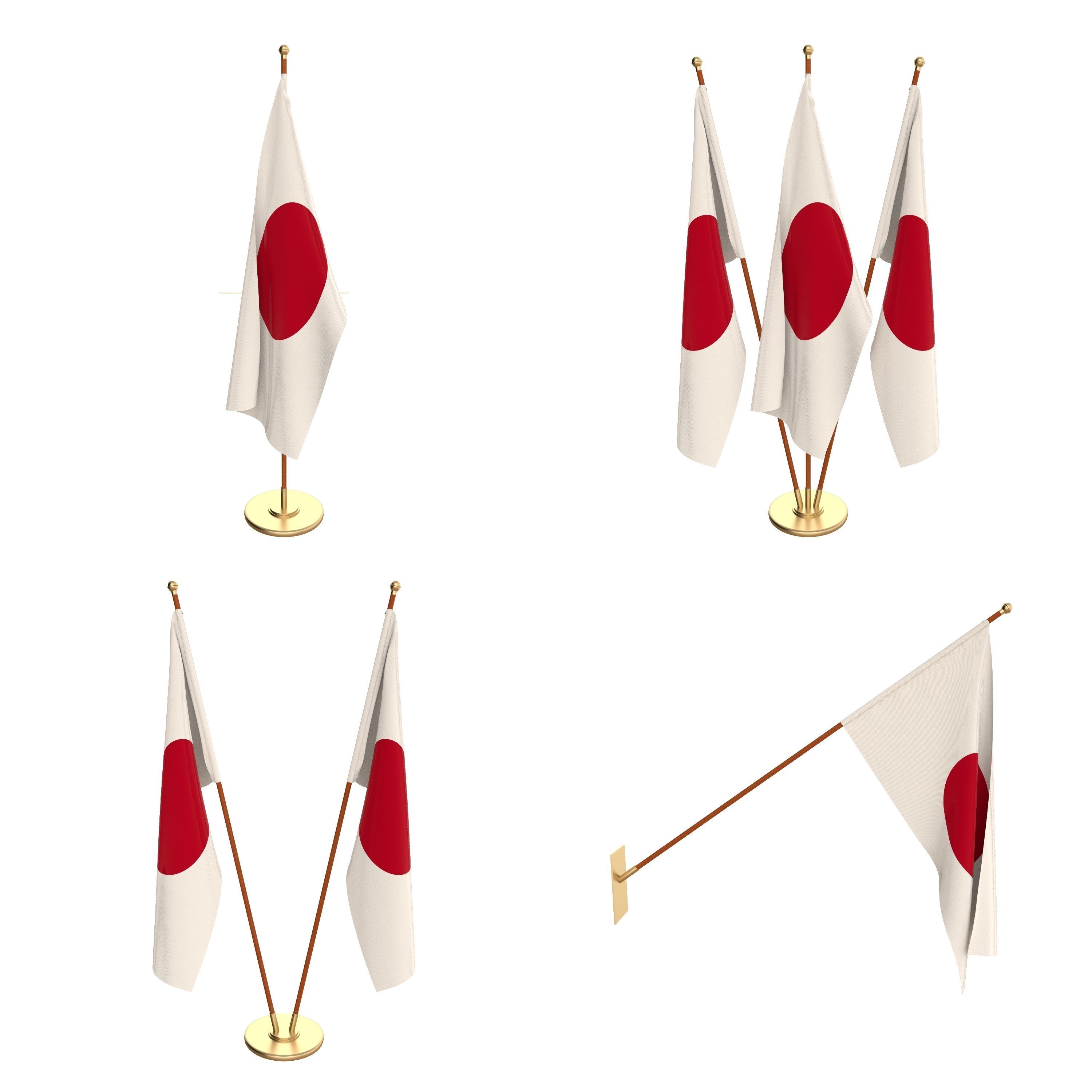 Japan Flag Pack 3D | CGTrader
