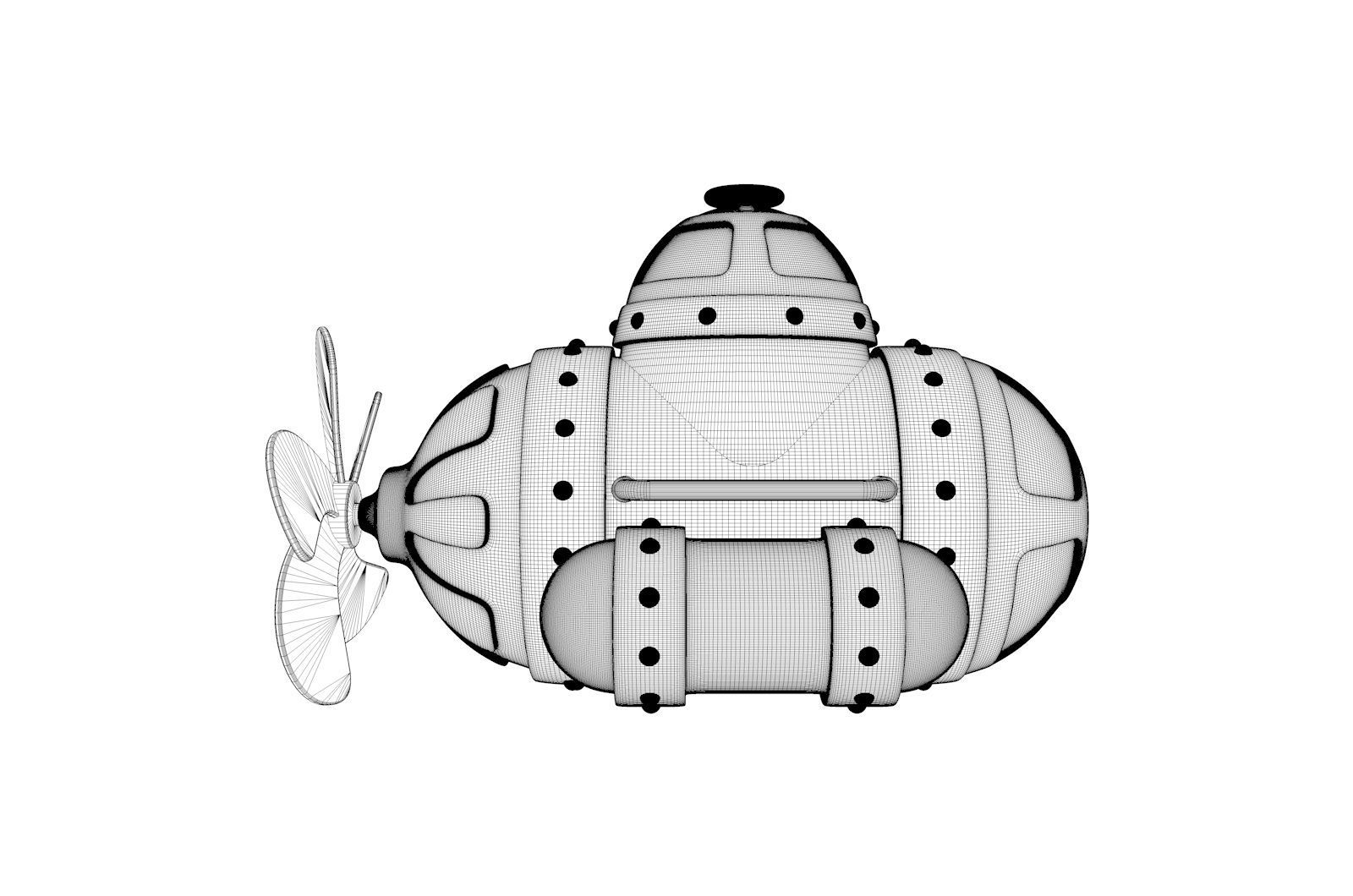Cartoon Submarine 3D model animated | CGTrader