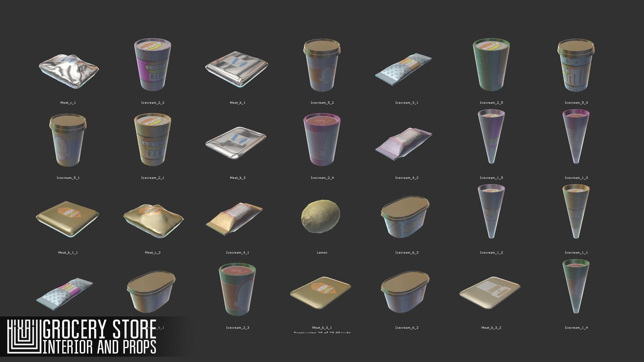 3D model Grocery store - interior and props VR / AR / low-poly | CGTrader