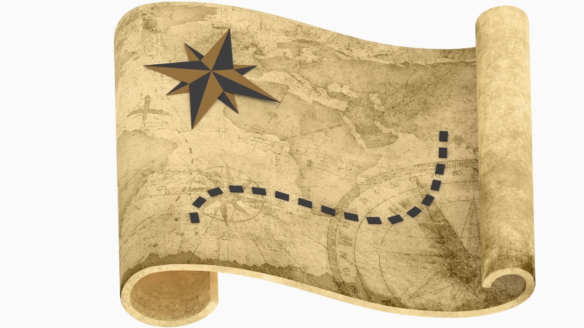 3D model the map scroll VR / AR / low-poly | CGTrader