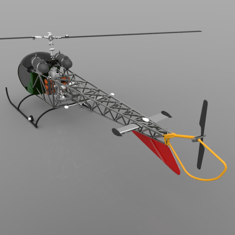 Bell 47G Helicopter 3D model | CGTrader