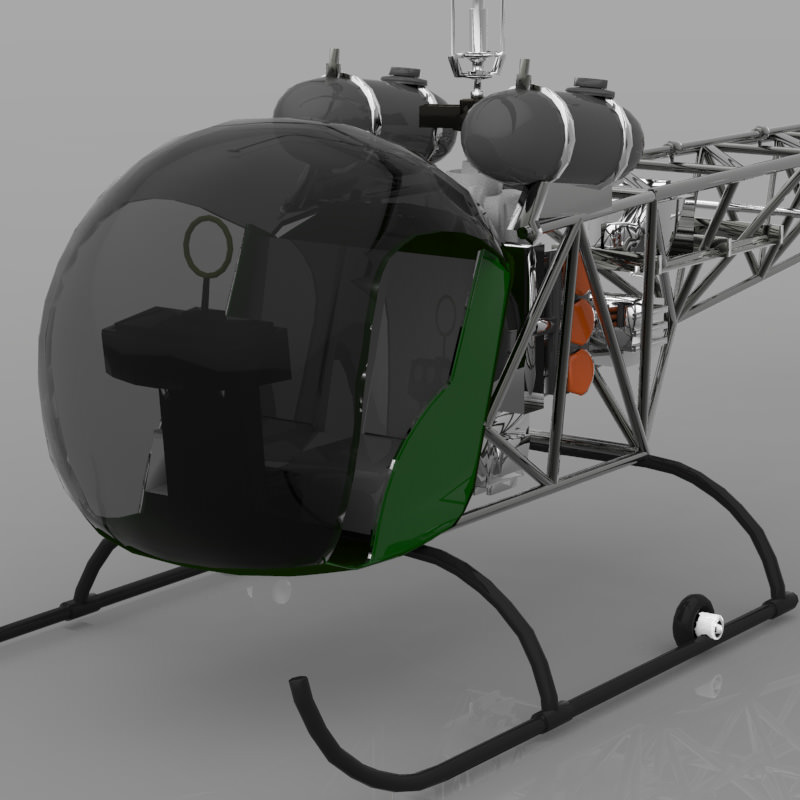 Bell 47G Helicopter 3D model | CGTrader