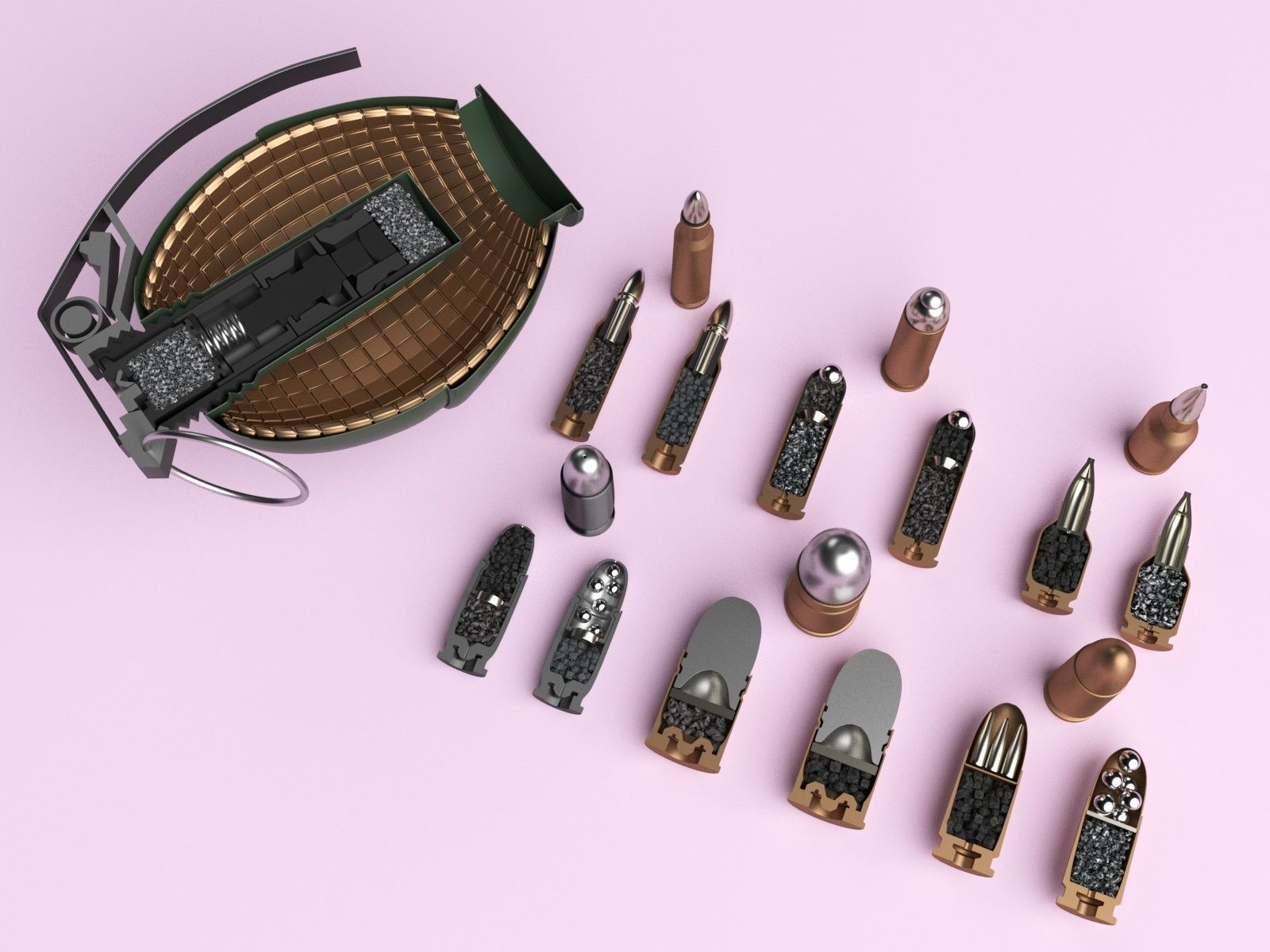 Half of the bullets 3D model | CGTrader