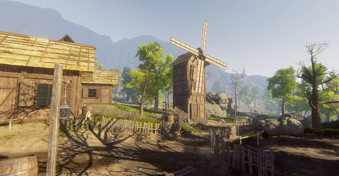 3D model Medieval Village Environment VR / AR / low-poly | CGTrader