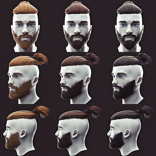 Beard and Undercut Low Poly 3D model | CGTrader