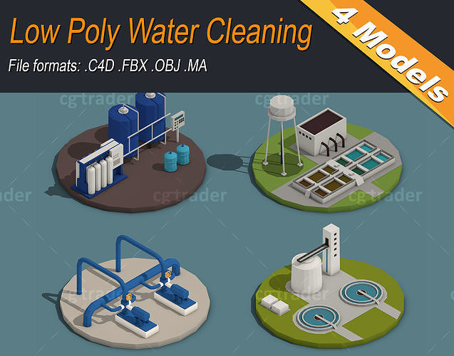 3D model Low Poly Water Cleaning Isometric VR / AR / low-poly | CGTrader