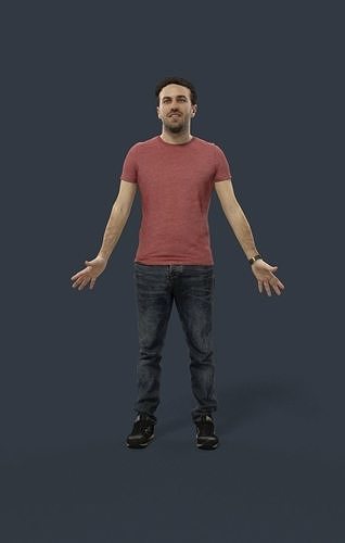 3D model Man Casual Animated in Jeans - A-pose - Flow VR / AR / low ...
