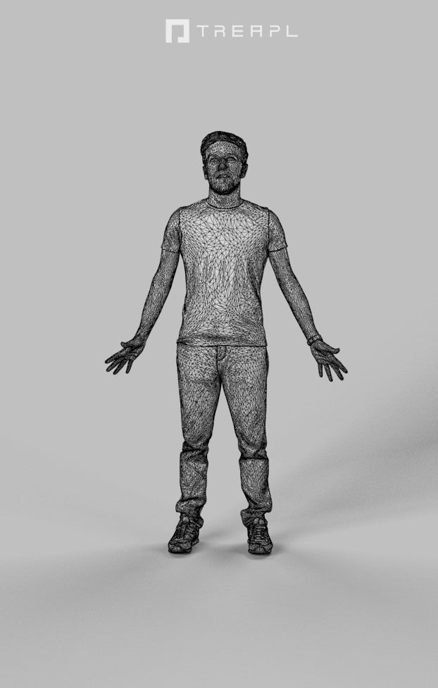 3D model Man Casual Animated in Jeans - A-pose - Flow VR / AR / low ...