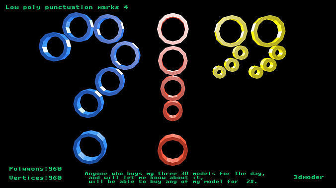 3D model Low poly punctuation marks 4 VR / AR / low-poly | CGTrader