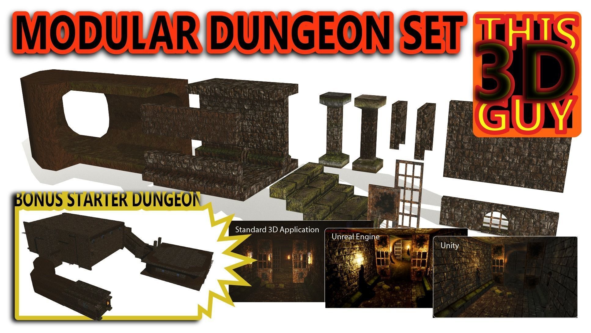 3D model game-ready Modular Dungeon Set | CGTrader