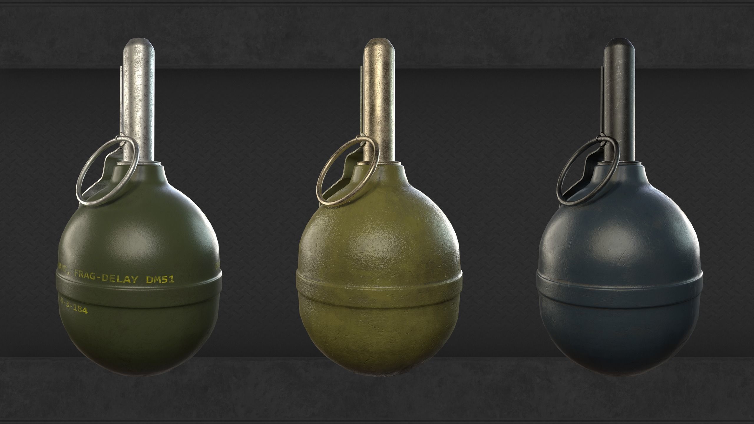 3D model Grenade three grenades VR / AR / low-poly | CGTrader