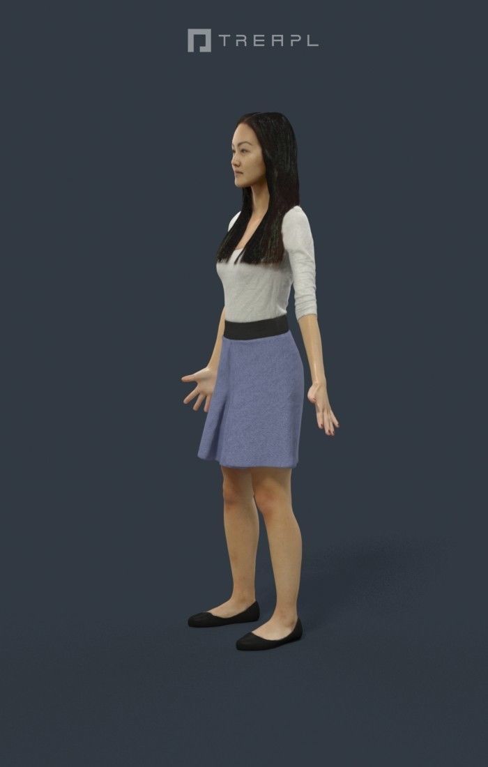 Animated Casual Woman Asian - A-pose - Passion 3D model animated rigged ...
