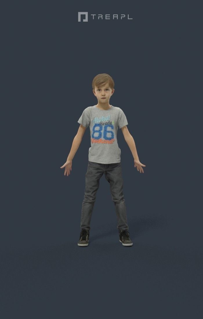 3D model Animated Boy Kid Child - A-pose - Story VR / AR / low-poly ...