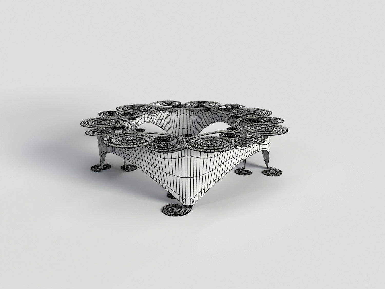 Circular spiral pattern bench 3D model | CGTrader