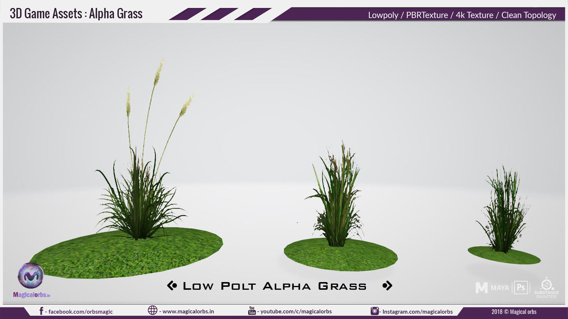 3D model Low Poly Alpha Grass Pack Vol 01 VR / AR / low-poly | CGTrader