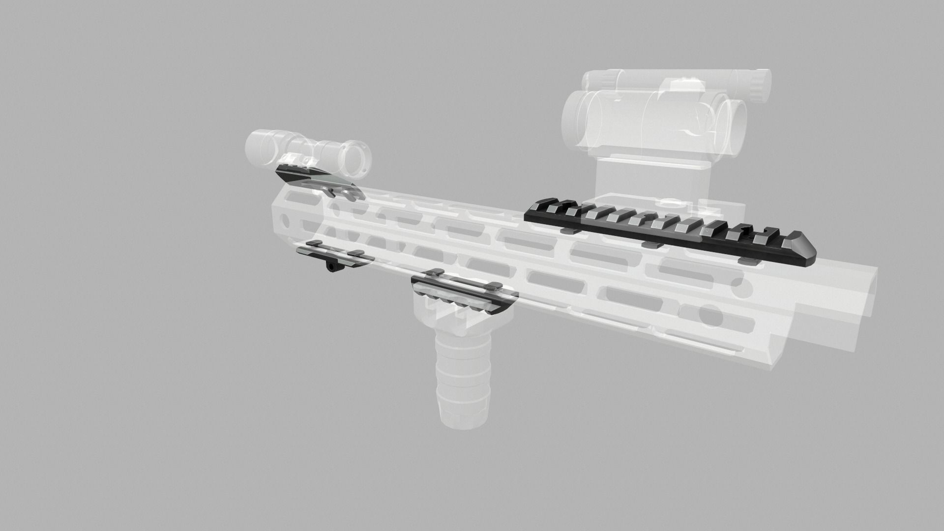 MLOK 1913 Picatinny Rail Sections free VR / AR / low-poly 3D model ...