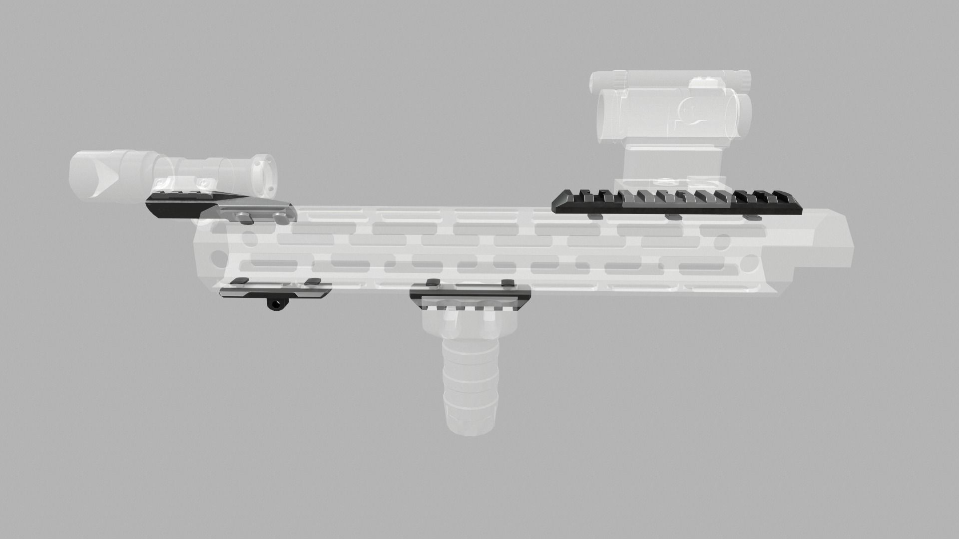 MLOK 1913 Picatinny Rail Sections free VR / AR / low-poly 3D model ...