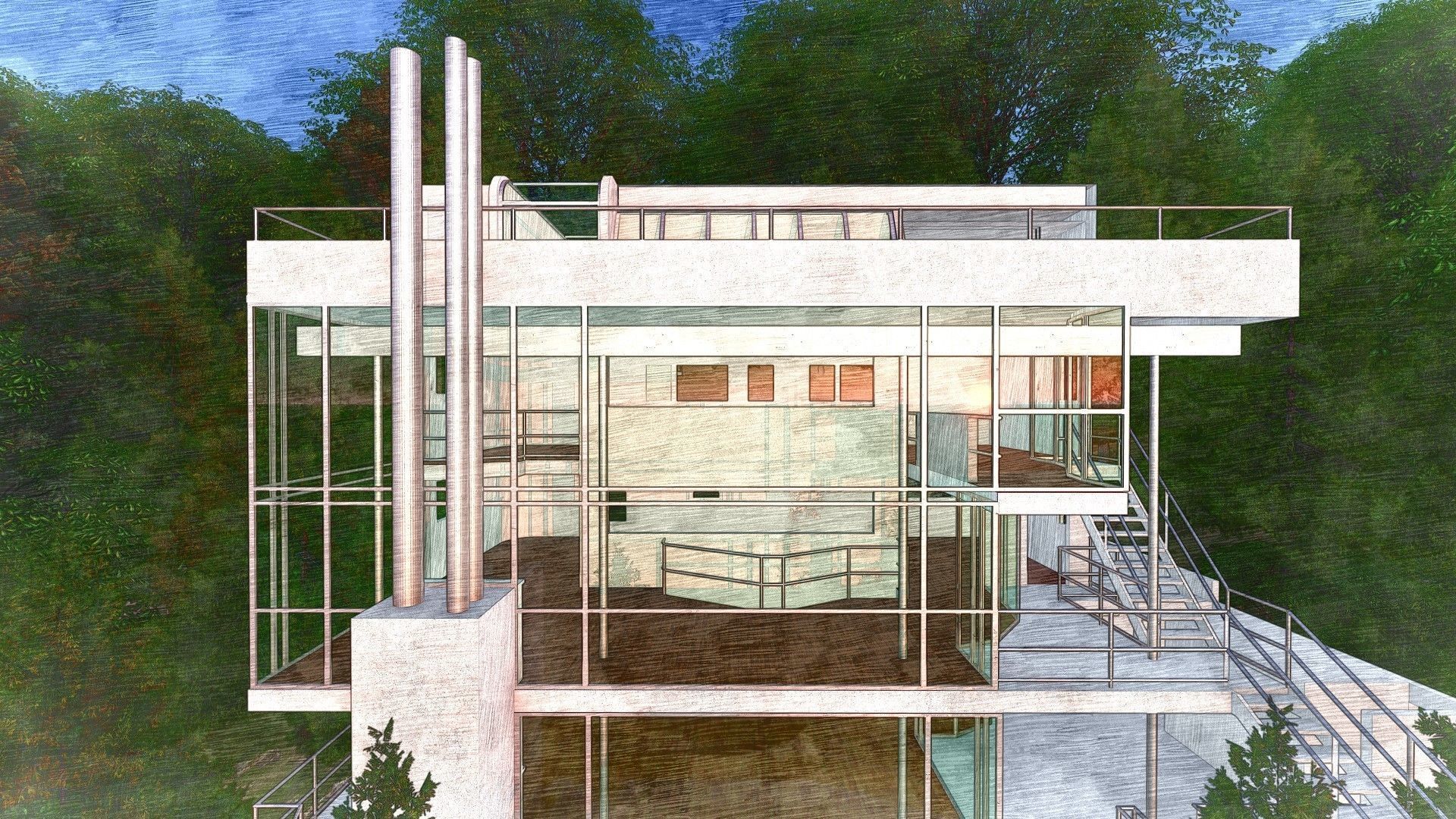 Douglas Home by Richard Meier 3D model | CGTrader