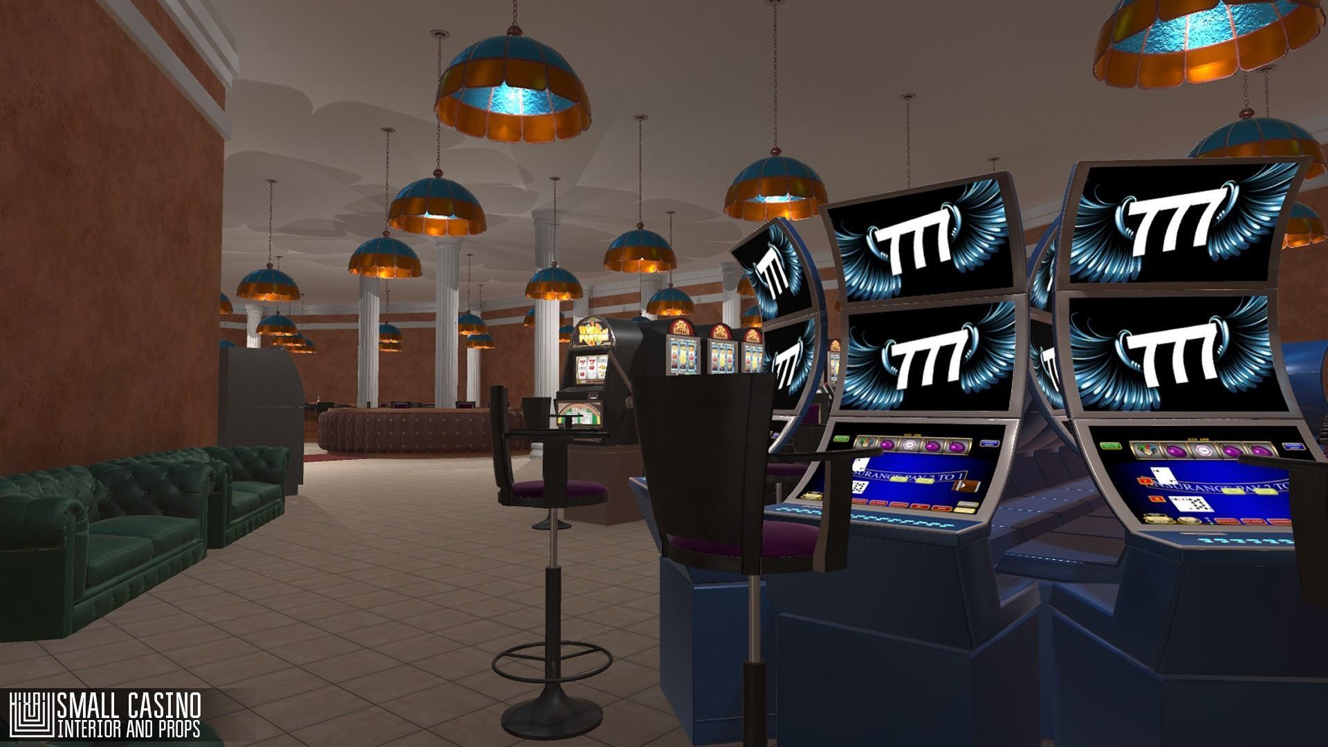 3D model Small casino - interior and props VR / AR / low-poly | CGTrader