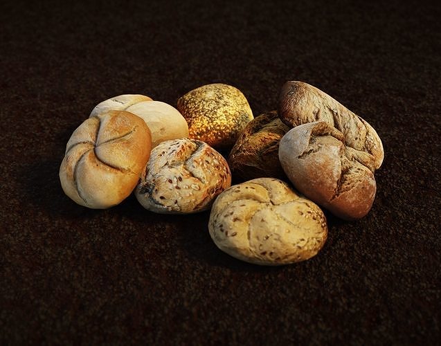 3D Model Collection Bread roll pack VR / AR / low-poly | CGTrader