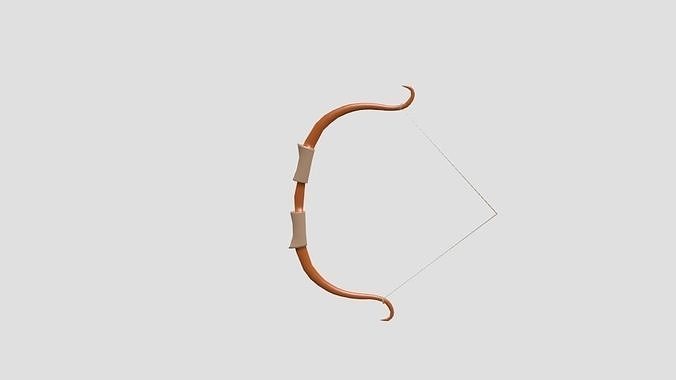 low poly bow wooden 3D model animated rigged | CGTrader