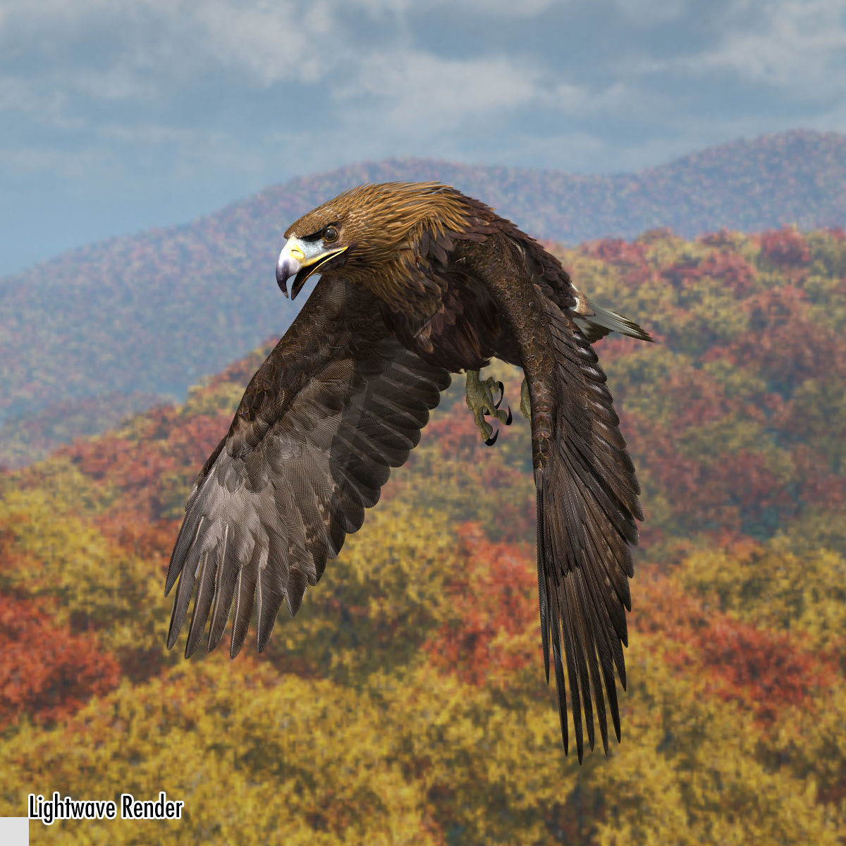 Golden Eagle - rigged - animated standard PBR VRAY 3D model animated ...