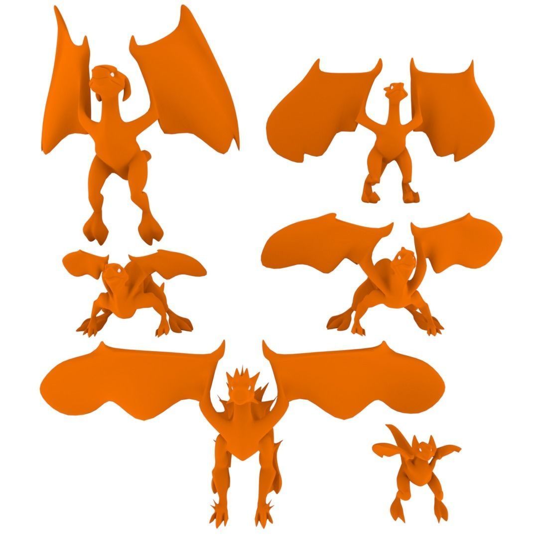 3D Model Collection Low-Poly Dragons dragon with wings VR / AR / low ...