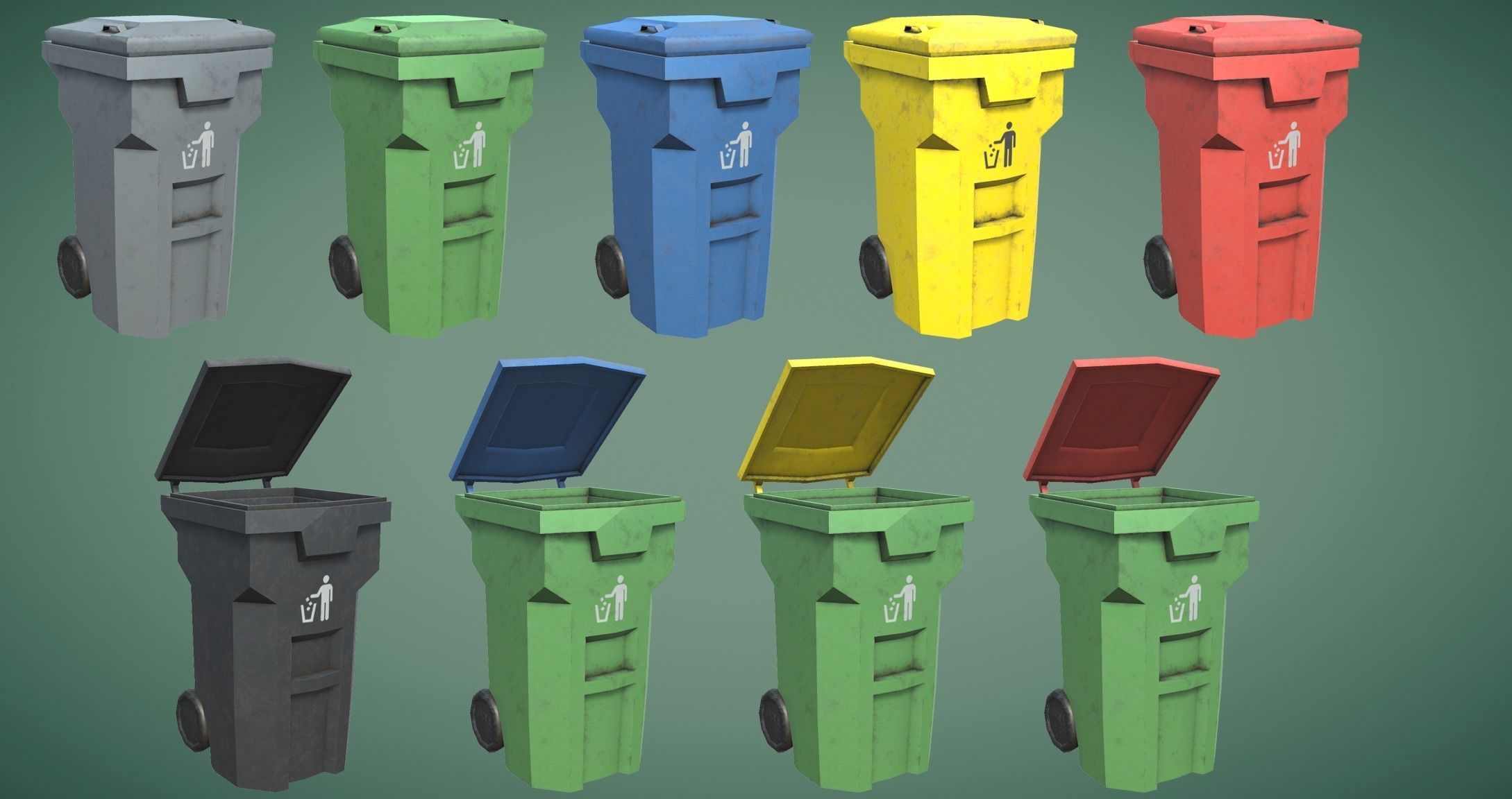3D model Garbage bins and crates and other Props VR / AR / low-poly ...